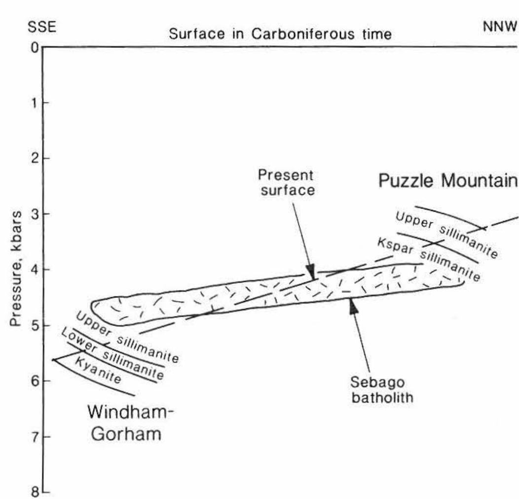 Schematic cross-section through the earth’s crust showing