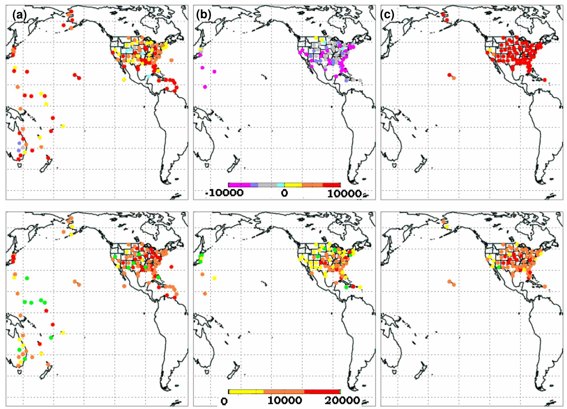Maps showing median differences for comparisons with ctop