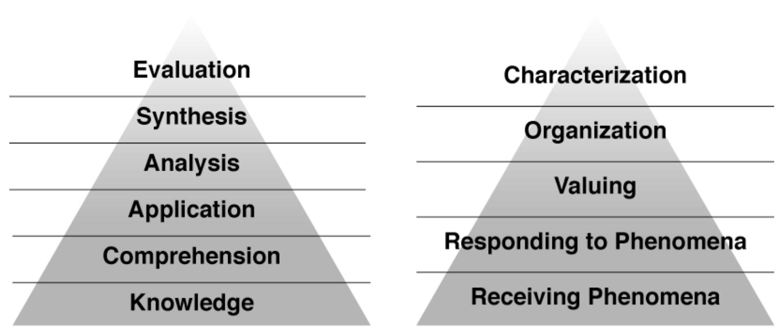 Two domains of bloom’s taxonomy. 1a) bloom’s cognitive
