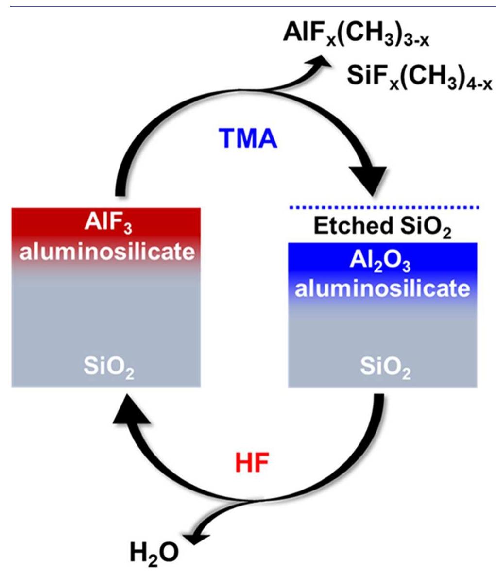 Schematic for sio, ale using tma and hf as reactants. tma