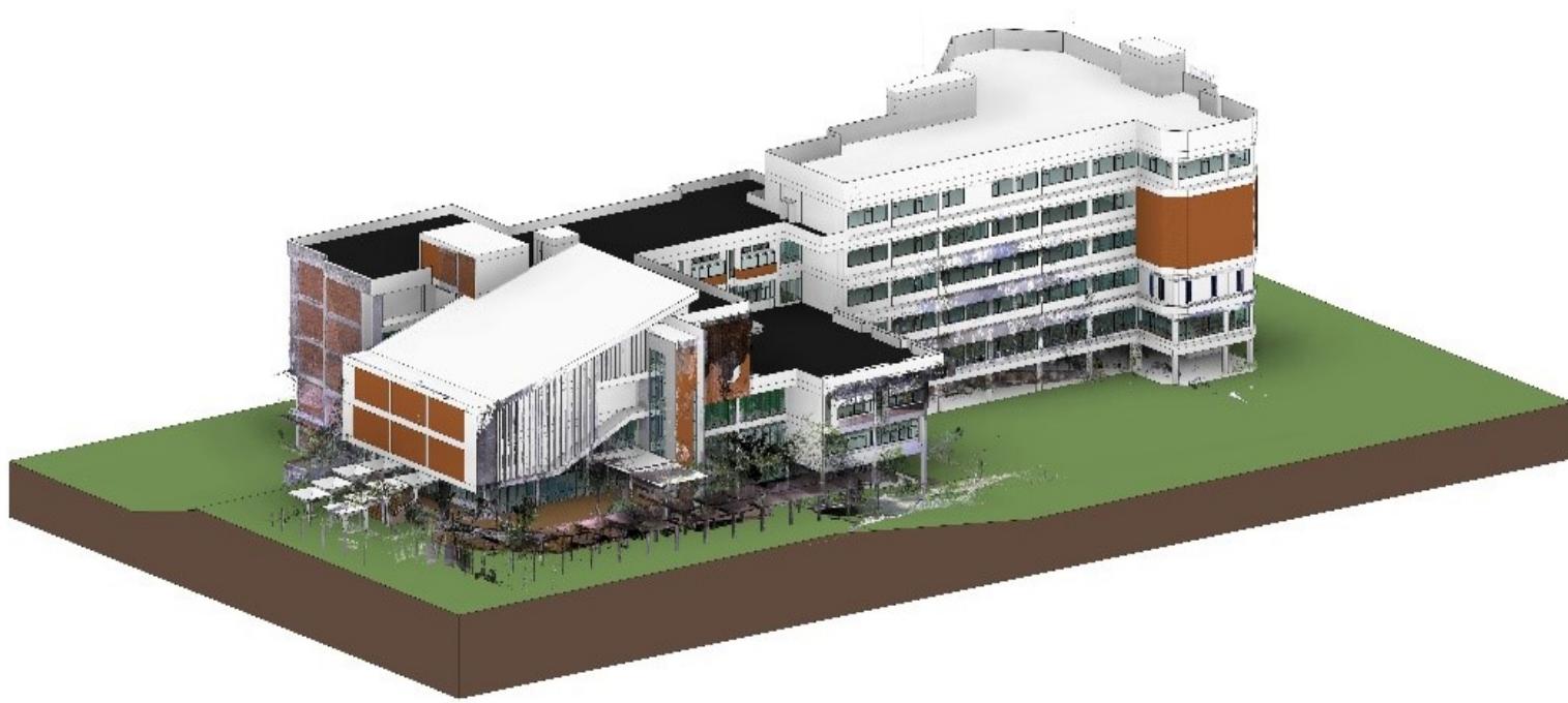 Rendered bim model of chiang mai university library for