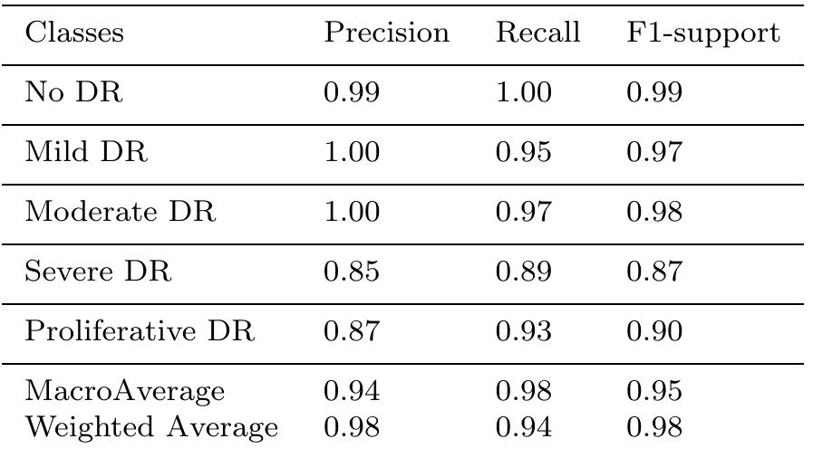 Diabetic retinopathy classification system evaluation of