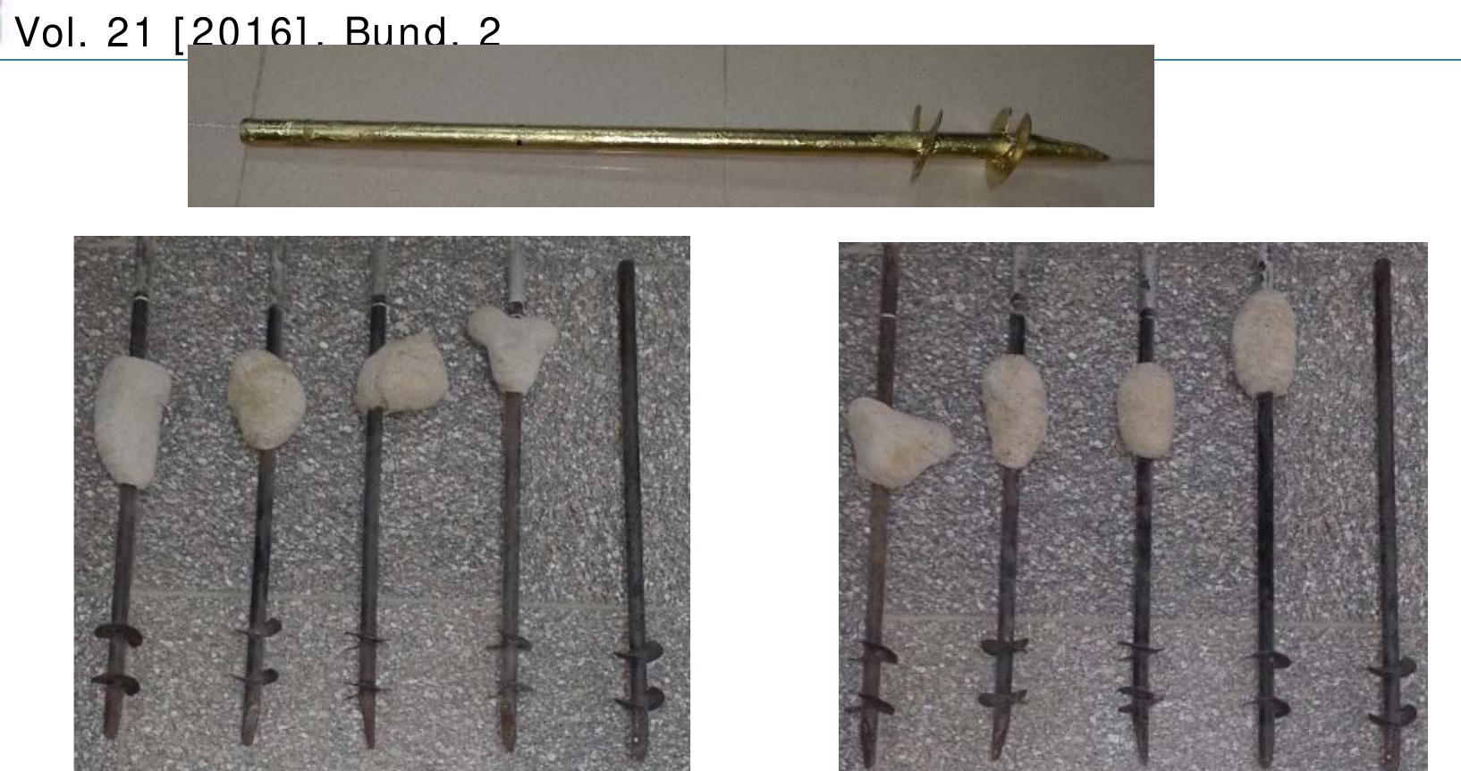 Model of tested screw piles before and after injection