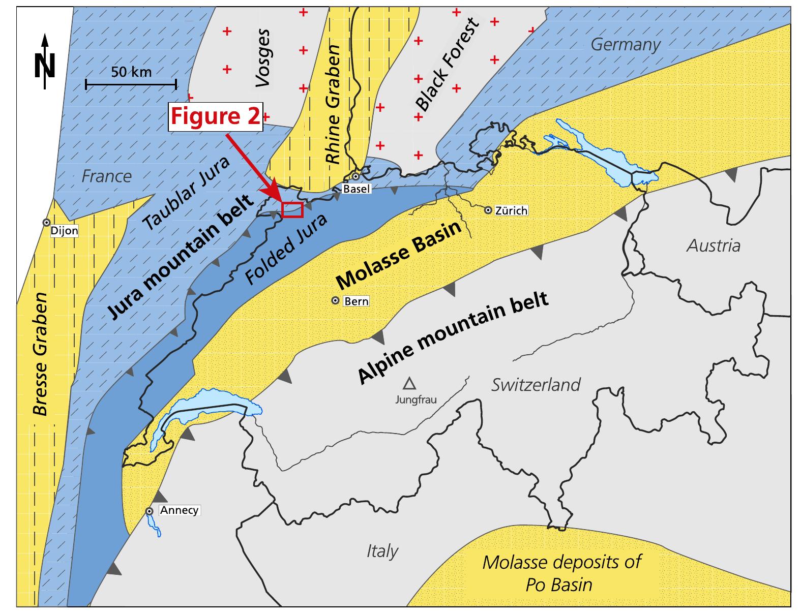 Sketch map of tectonic units in switzerland and neighbouring