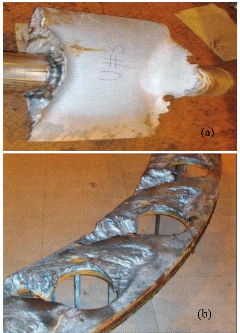 Sediment erosion damage: (a) in gv, (b) in facing plates [4]