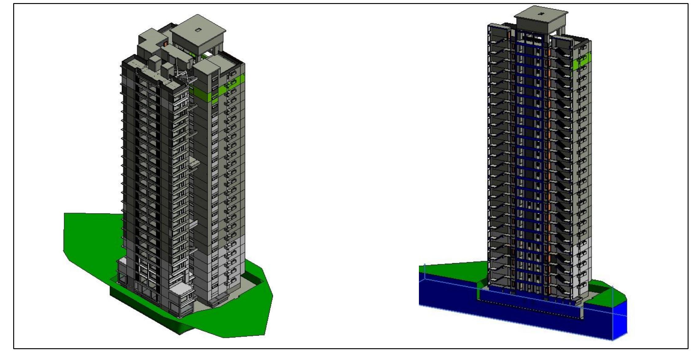Final 3d view and cross-section view of park mist residency
