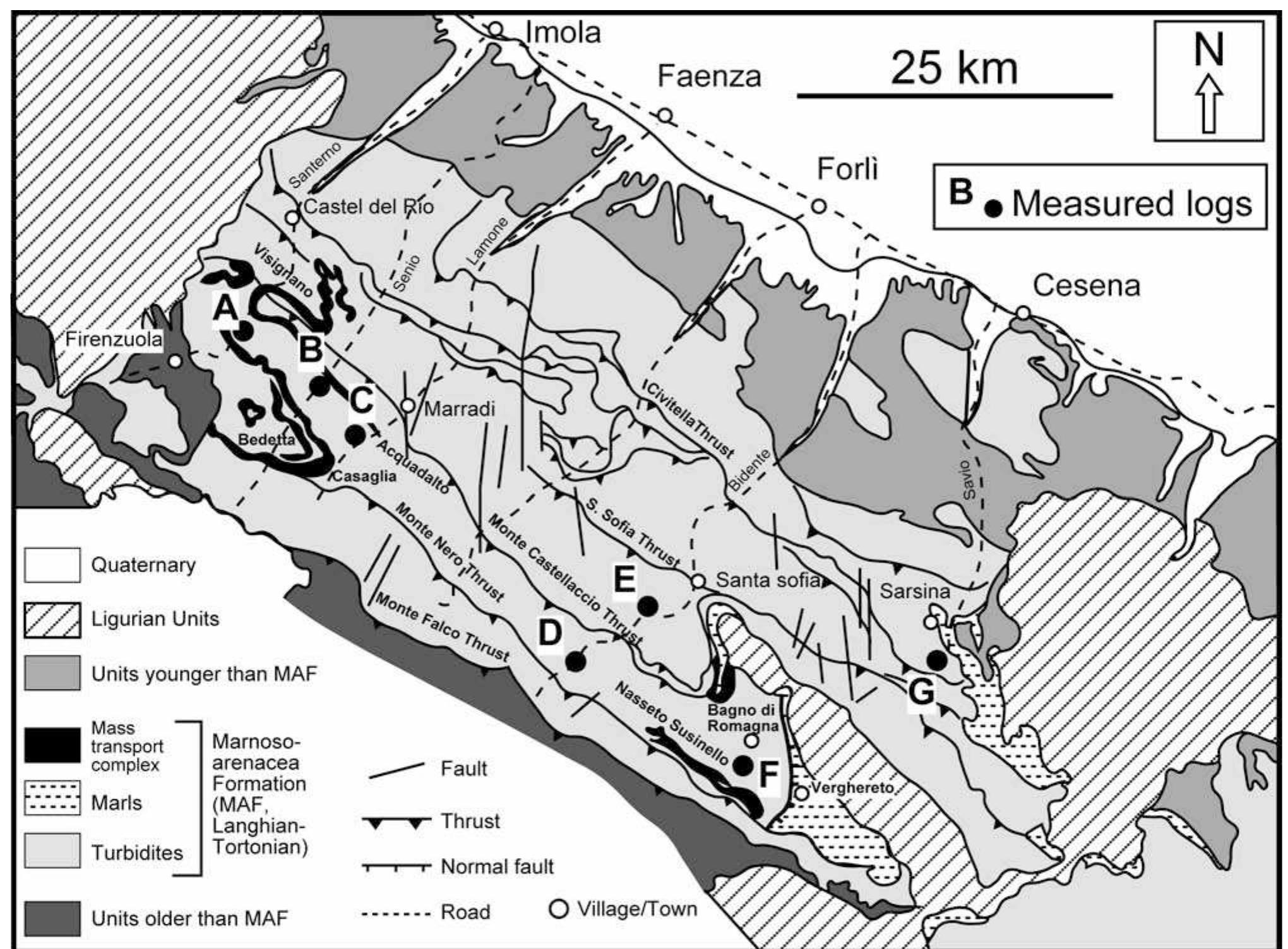 -schematic geological map of the maf between the santerno