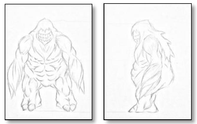 Character sketching process: the characters of the game was