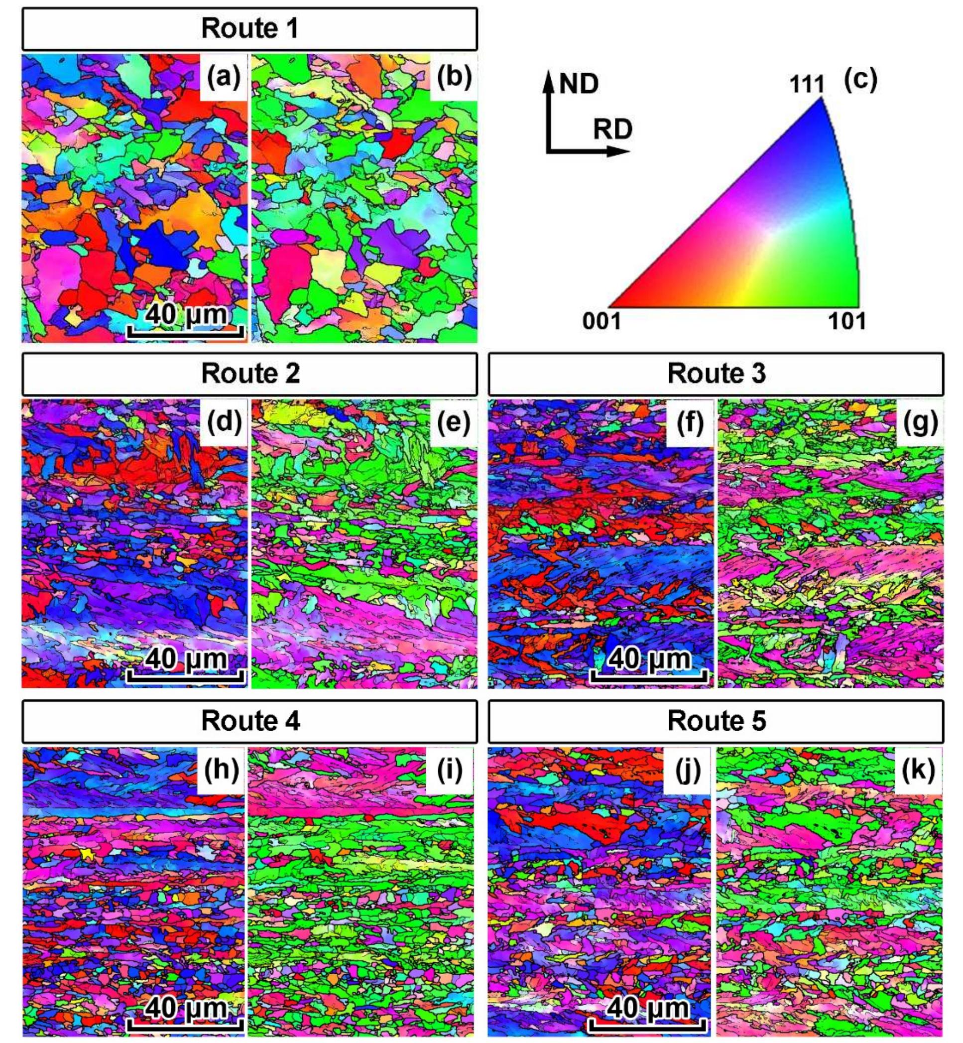 Ebsd analysis of central regions of pipe steel plates