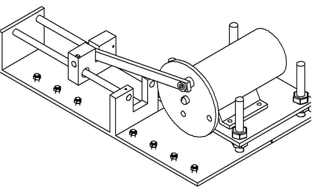 Mechanism construction: slider — crank mechanism (front