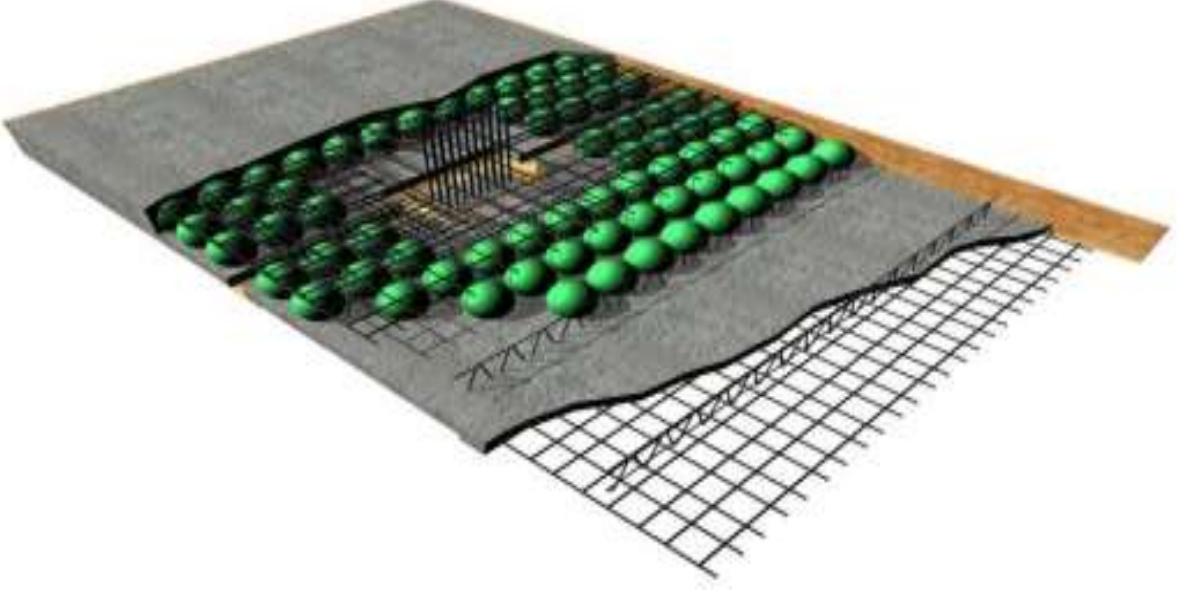 Typical layout of bubble deck slab af the behavior of bubble