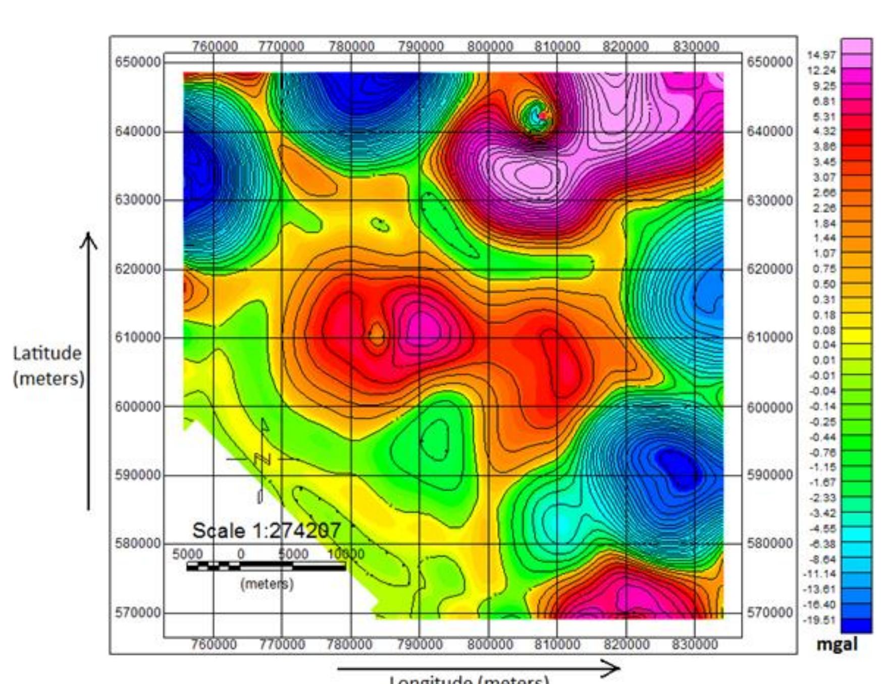 Residual bouguer anomaly base map of the study area.