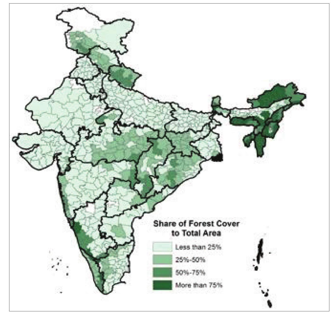 Map 5: district wise geo spatial representation of forest