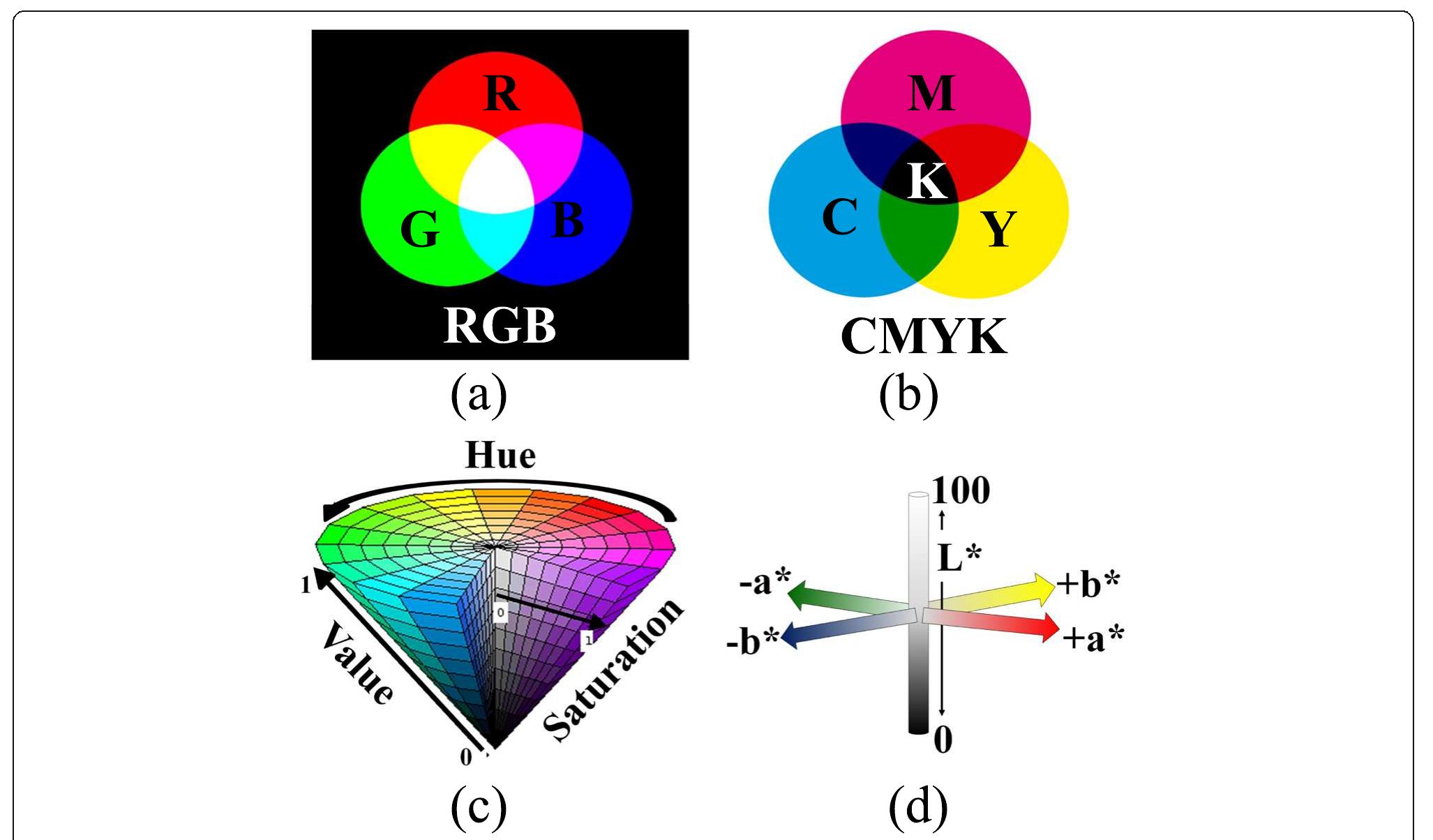 Schematic diagram showing the difference among the a rgb, b