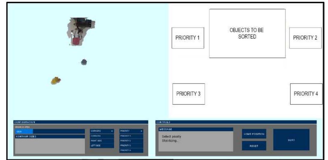 The graphical user interface for the color-based sorter.