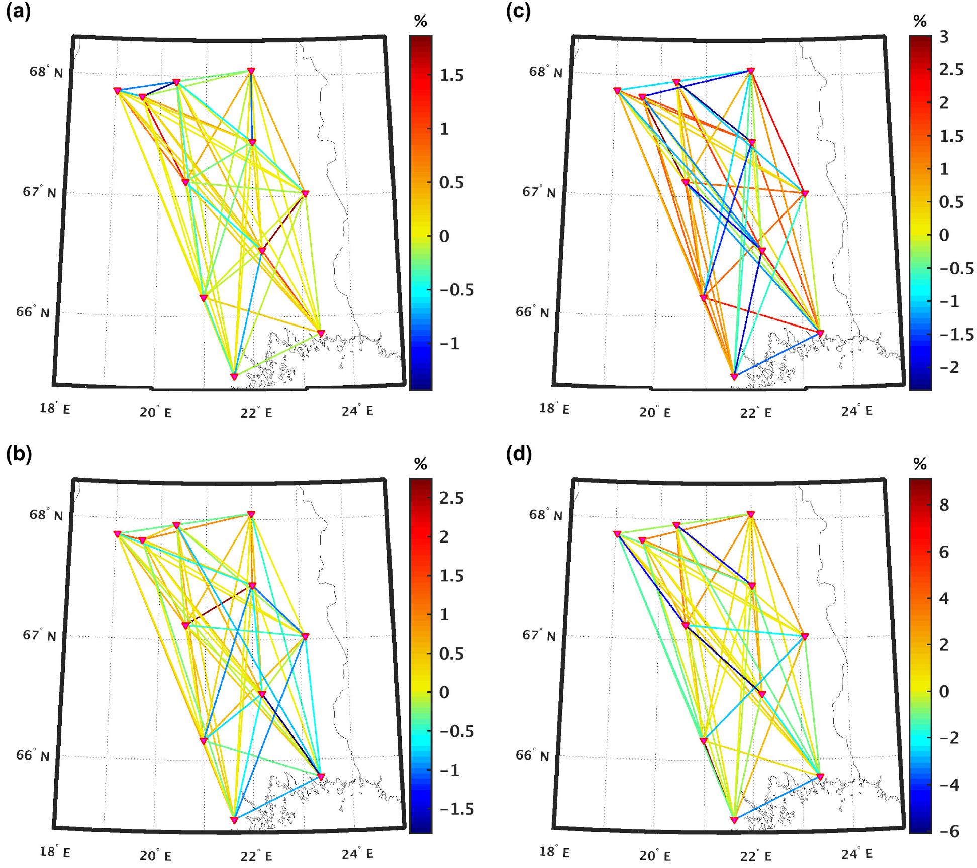Map of average phase and group velocity bias of the 1000