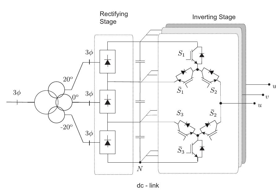 Double star converter topology with an 18-pulse diode