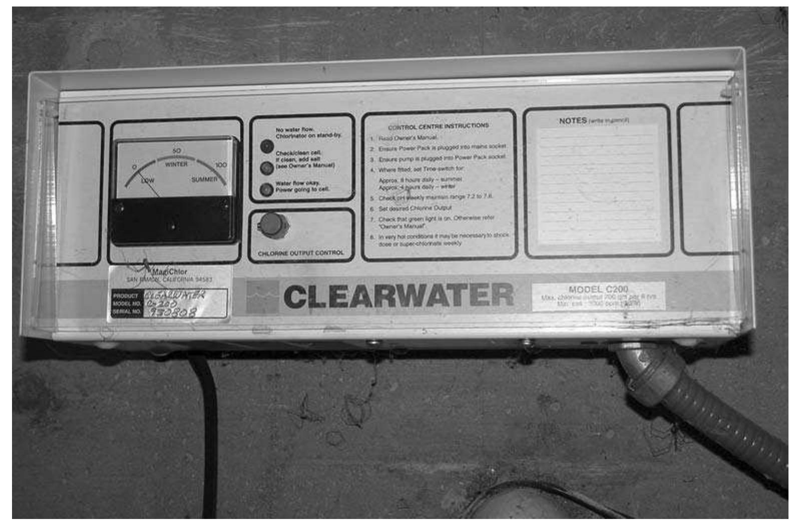 3 photo of clearwater chlorinator power supply and control.
