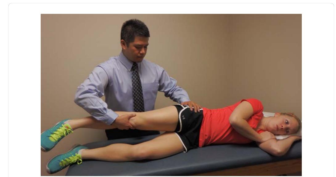 Femoral nerve proximal slider technique starting position.
