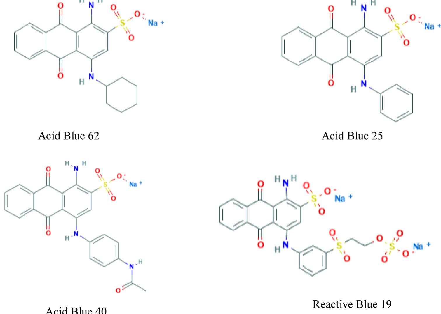 Chemical structure of the four (4) anthraquinone dyes. the