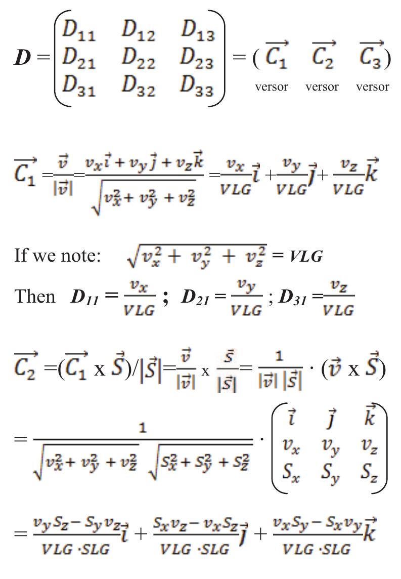 Calculate the matrix d of satellite axes orientation: the