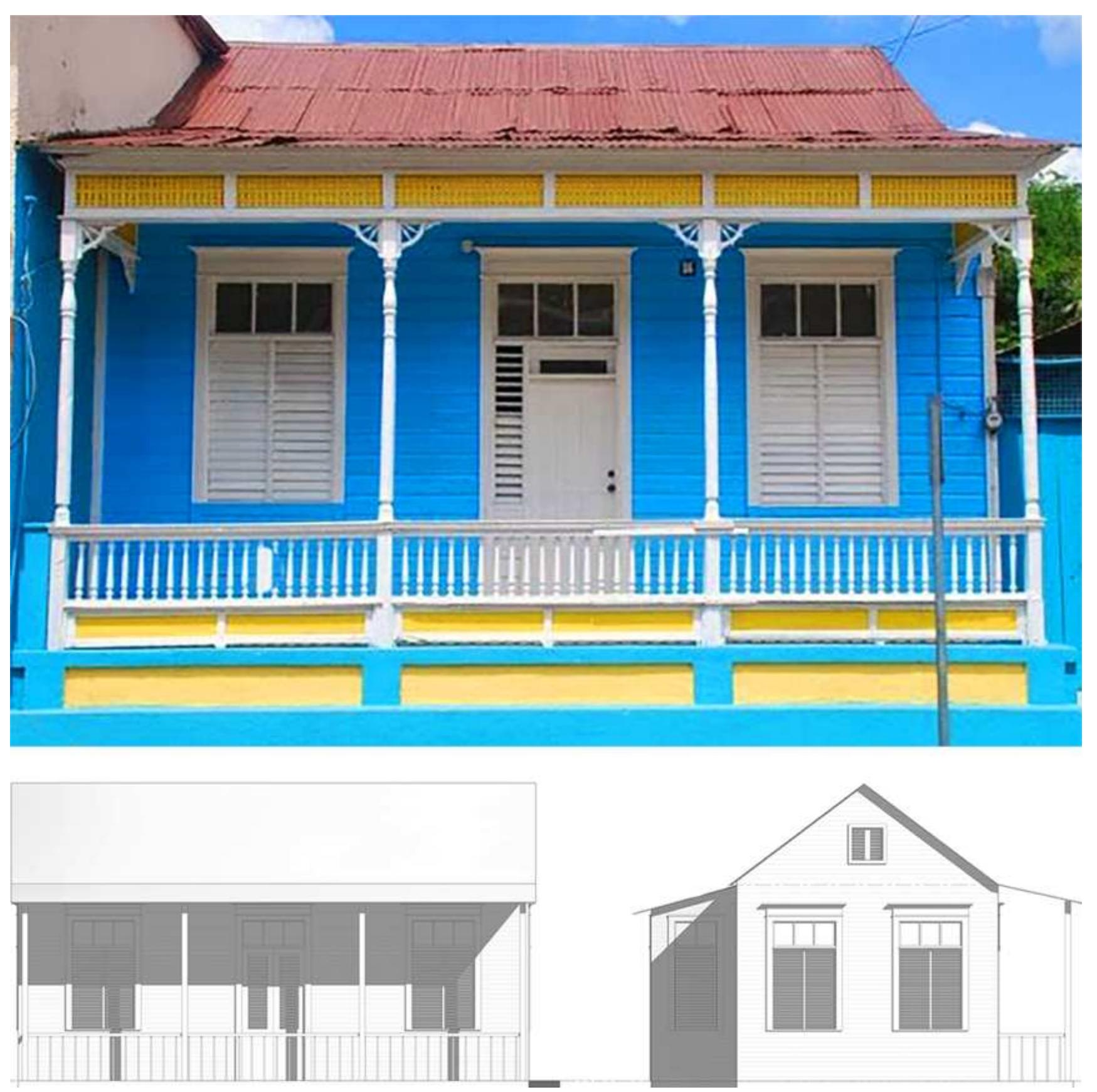 vernacular case study photo and front and side elevations