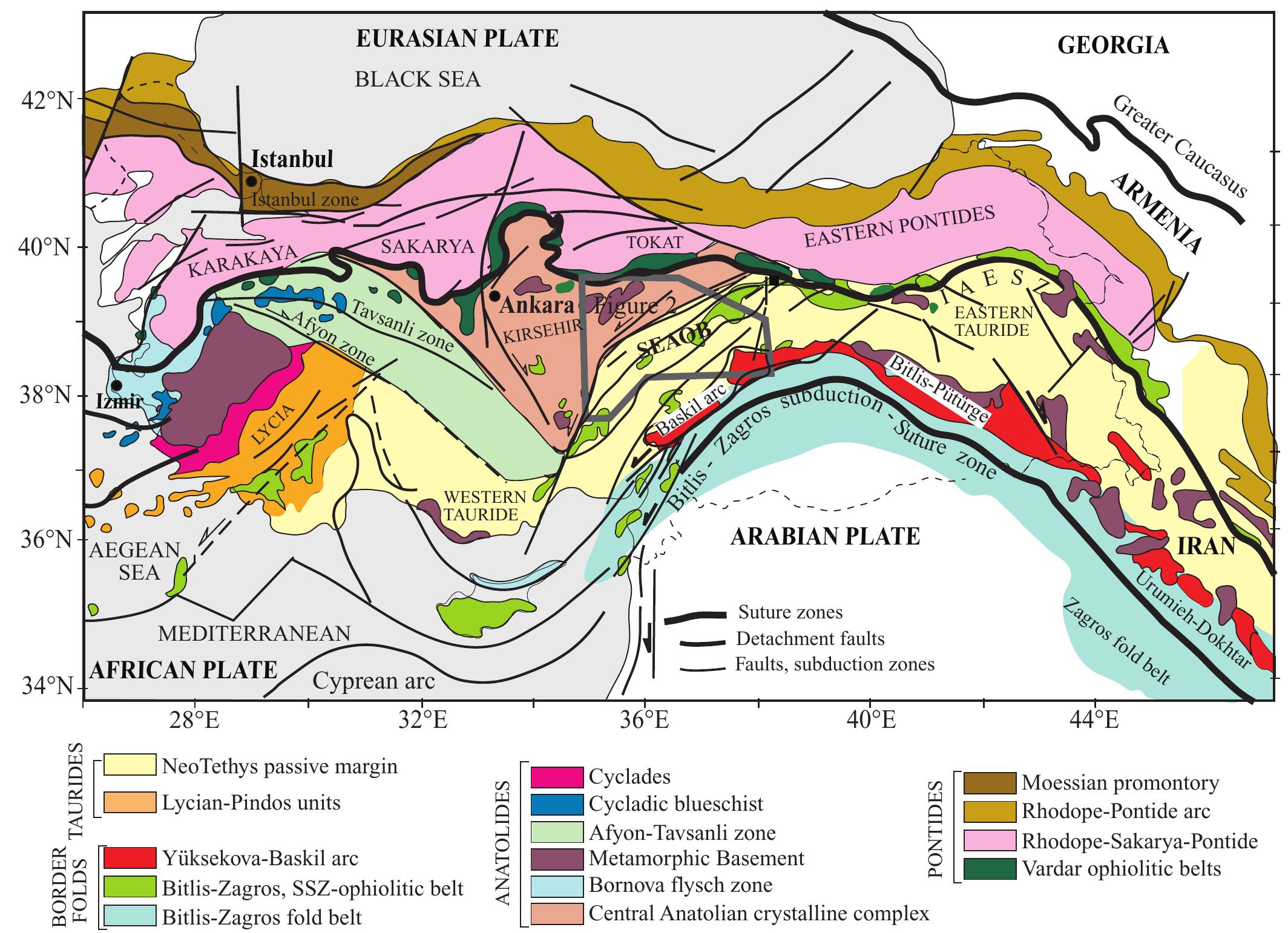 Fic. 1. tectonic map of western tethys showing main tectonic