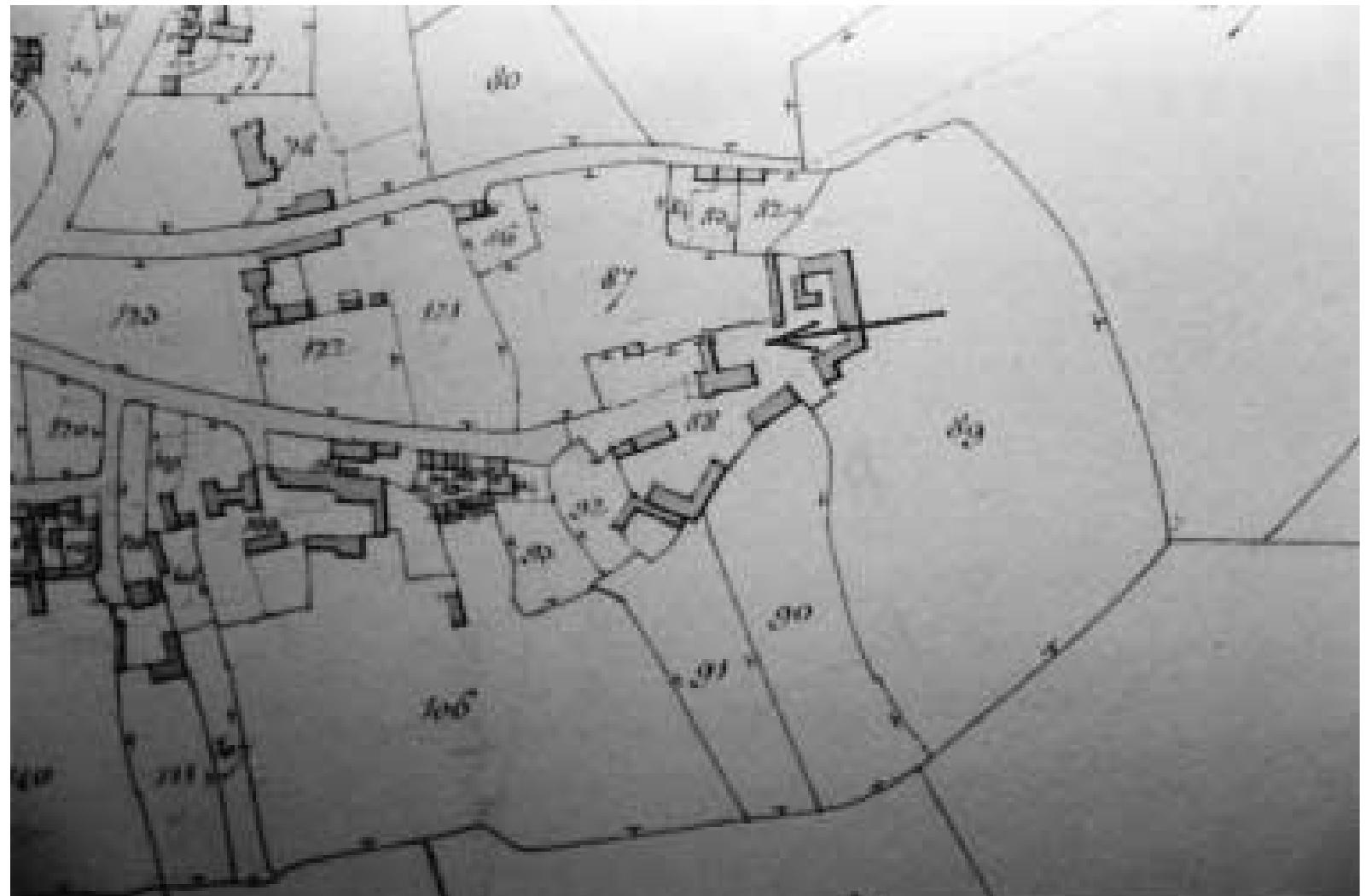 16. tithe map of 1847, showing the farmyard and buildings