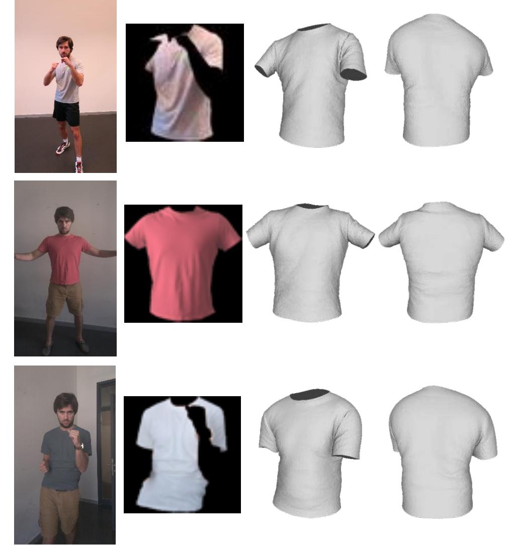 Estimated t-shirt shapes from captured images. from left to