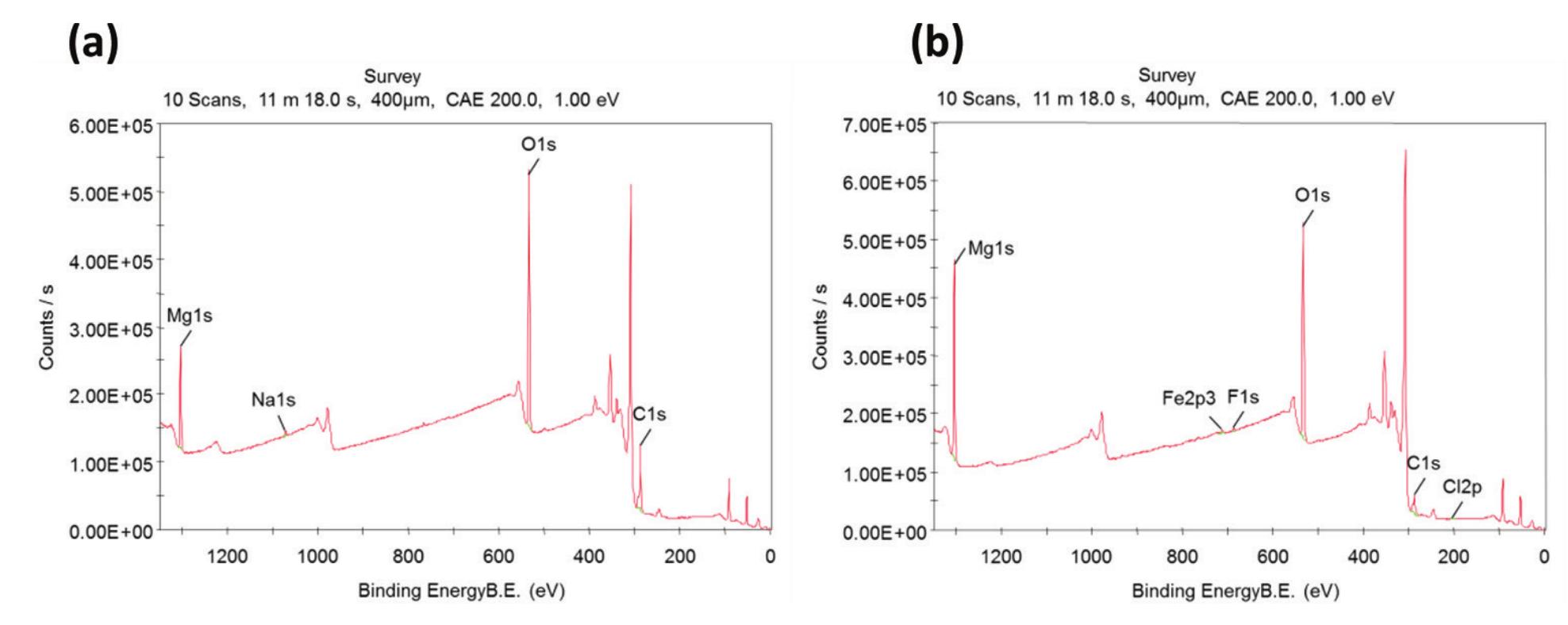 The xps spectrum of the different cases: (a) ar sample, and