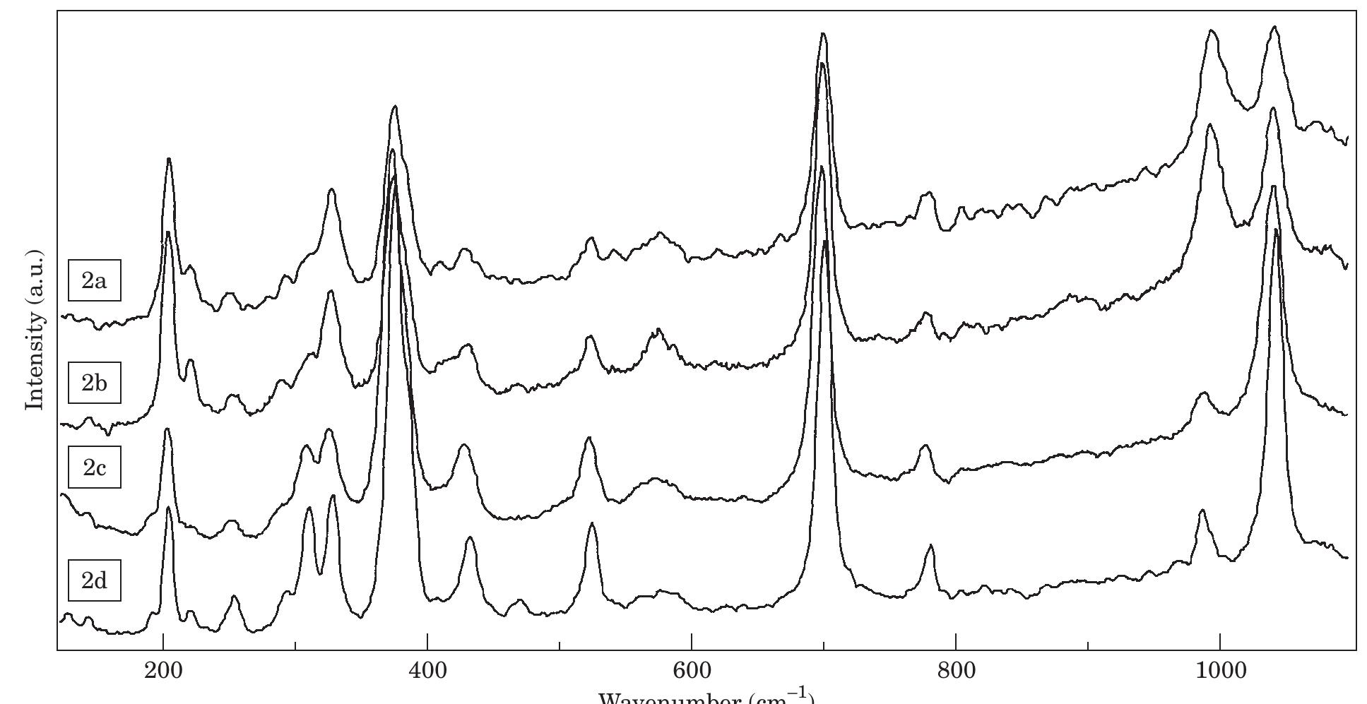 Raman spectra of jadeite from different parts of sample