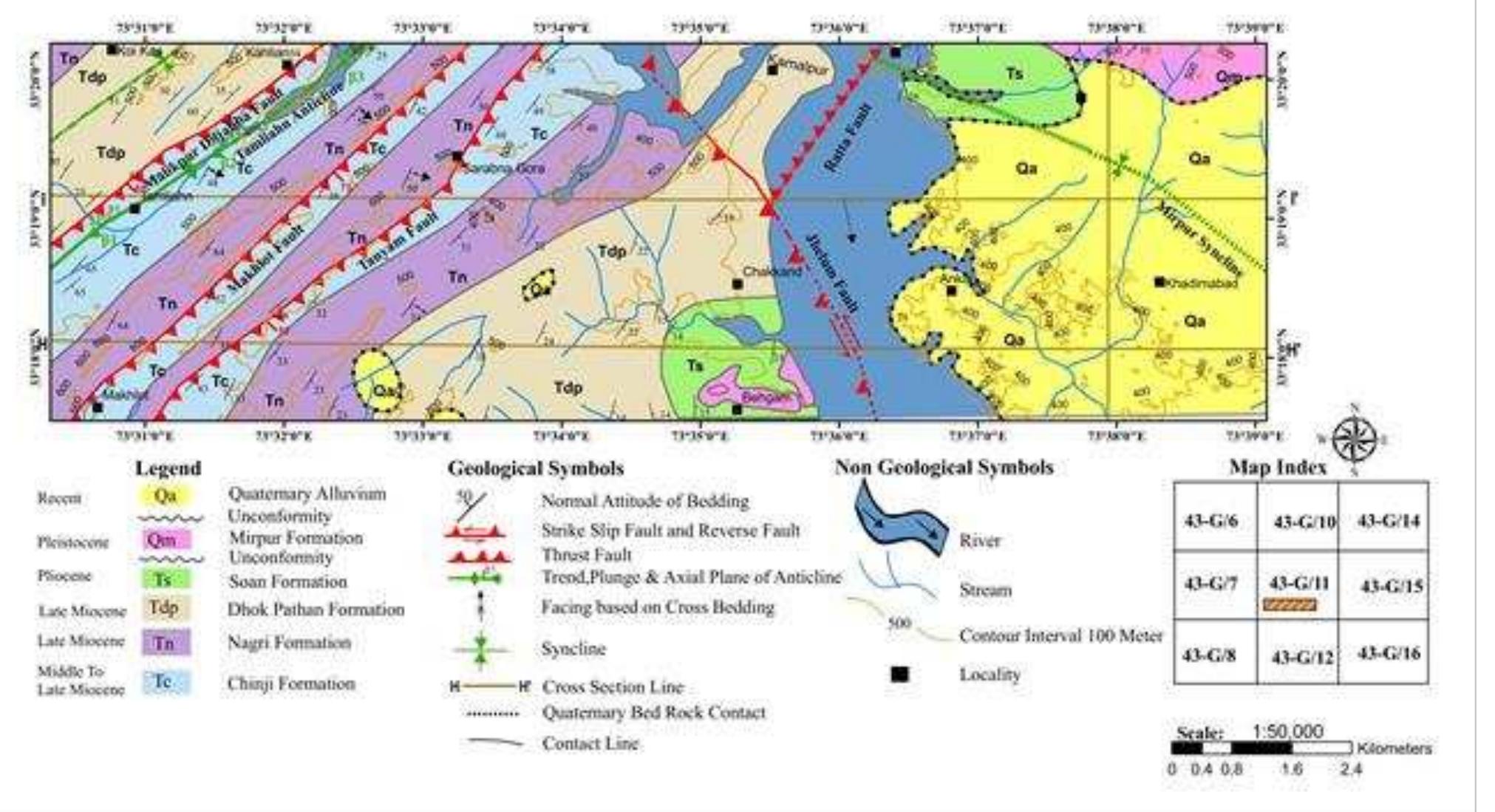 Geological map of makhlot tamliahn, kahdimabad and malikpur
