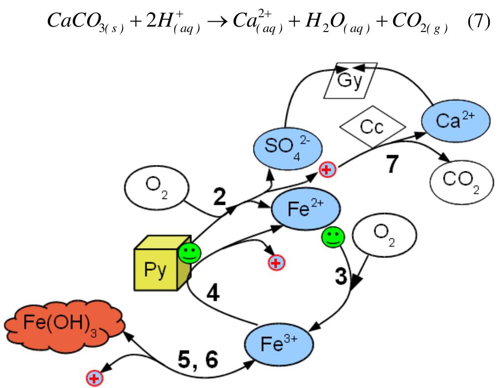Schematic representation of reactions 2, 3, 4, 5, 6 and 7.