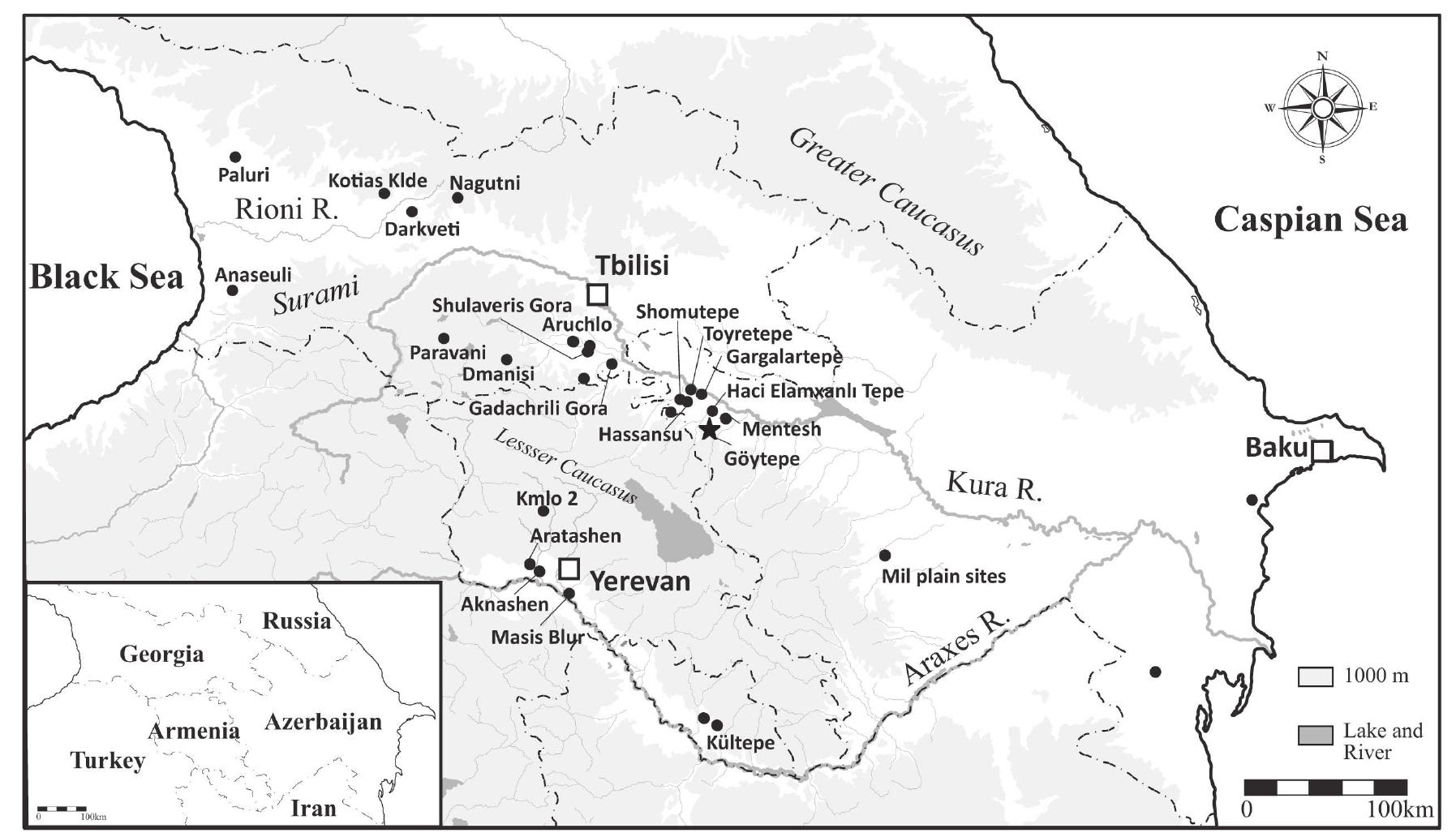 1 map showing the location of haci elamxanli tepe and