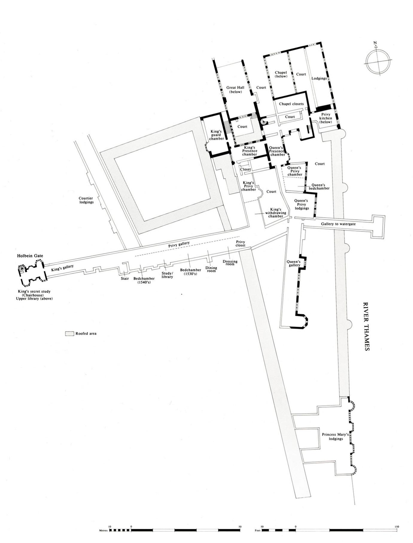 Reconstruction of the first-floor plan of whitehall palace