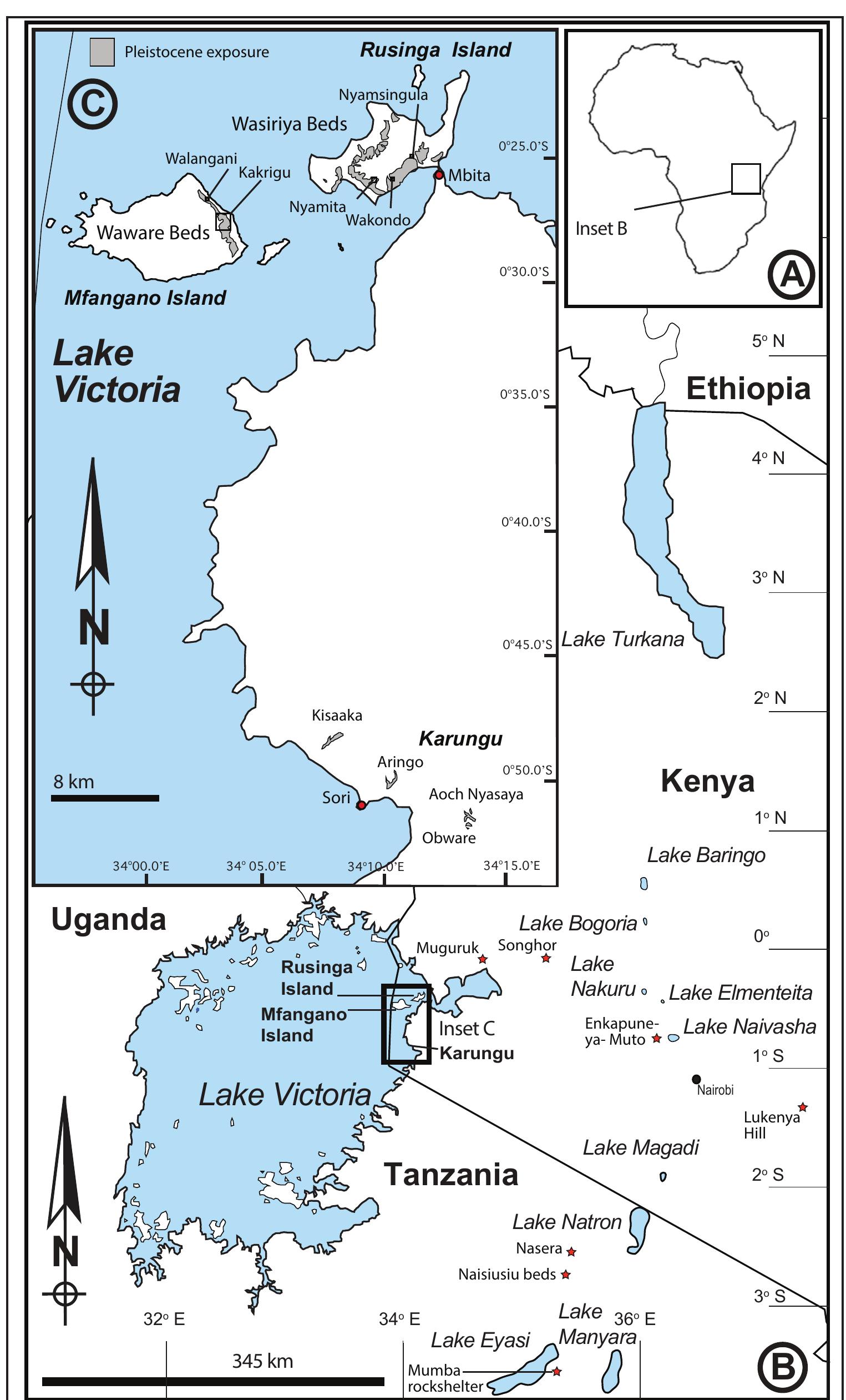 A. map of east african focused lake victoria and eastern