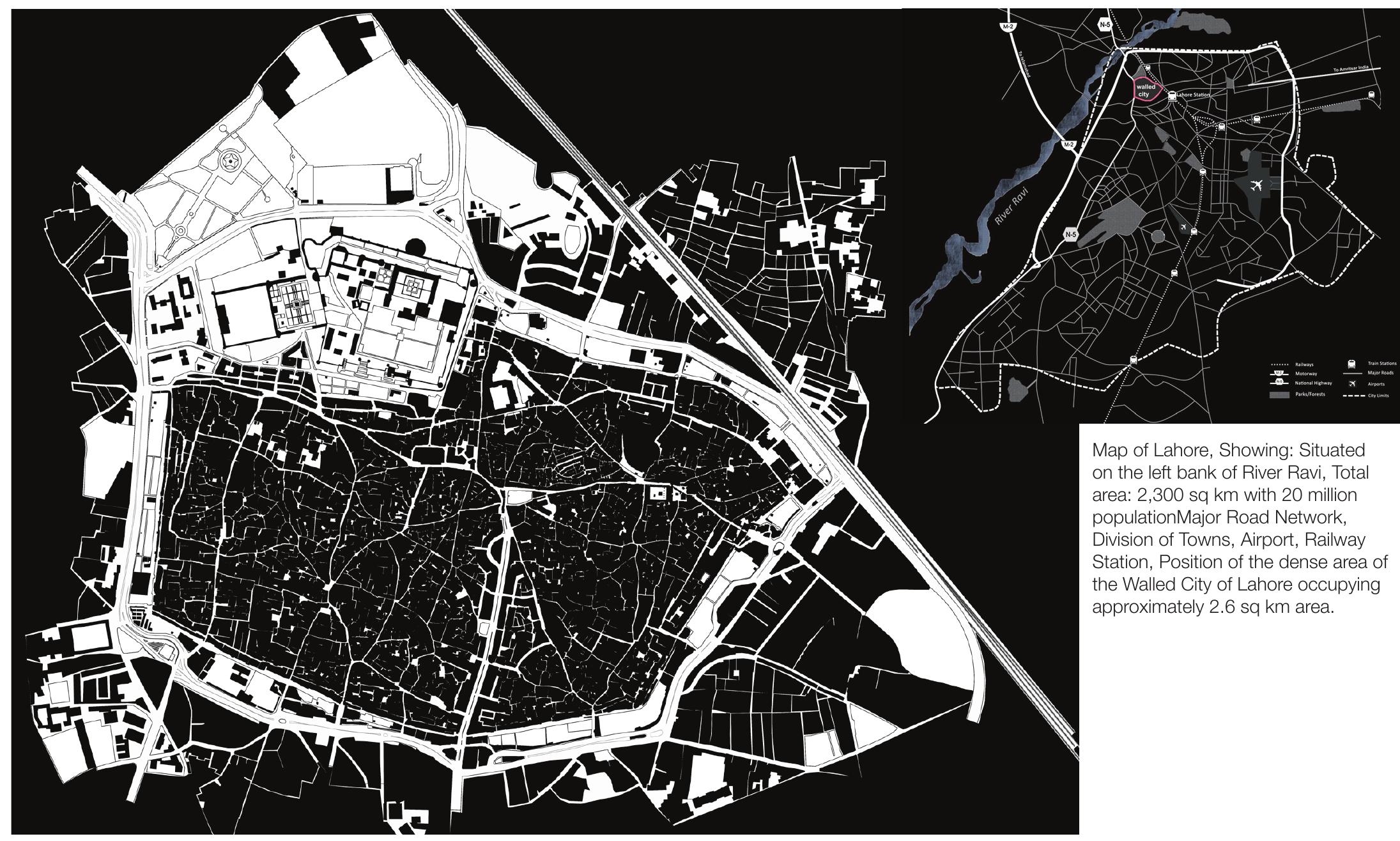 Mass and void map of the walled city of lahore, public