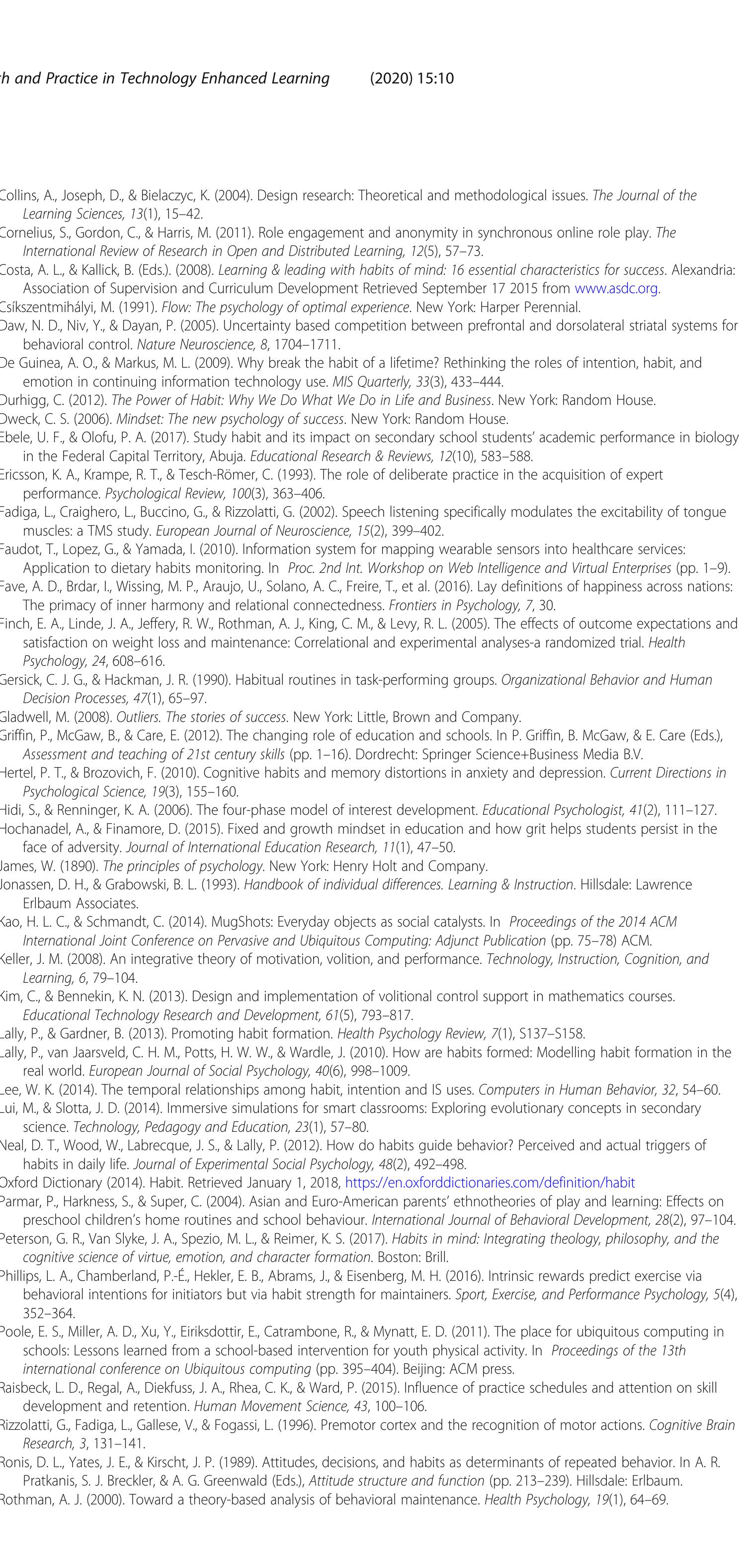 Table 2 - IDC theory: habit and the habit loop