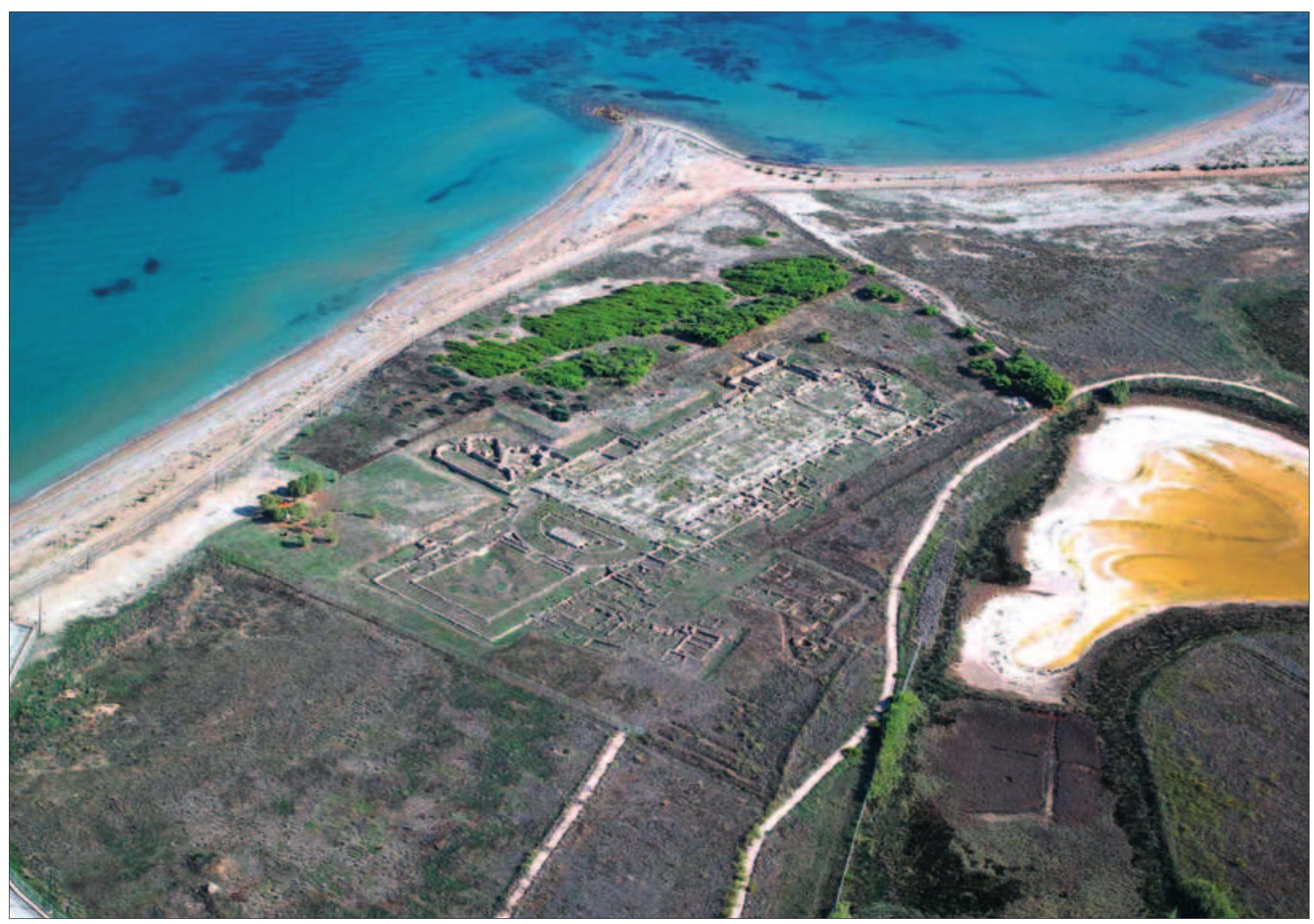 Aerial view on the basilica at the harbour of lechaion, 5"