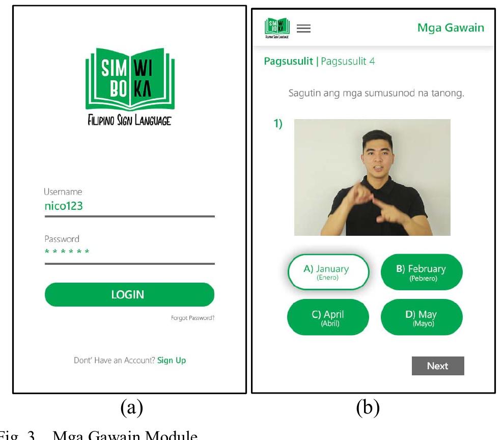 In fig. 2, pag-aaral module has the following features: (a)