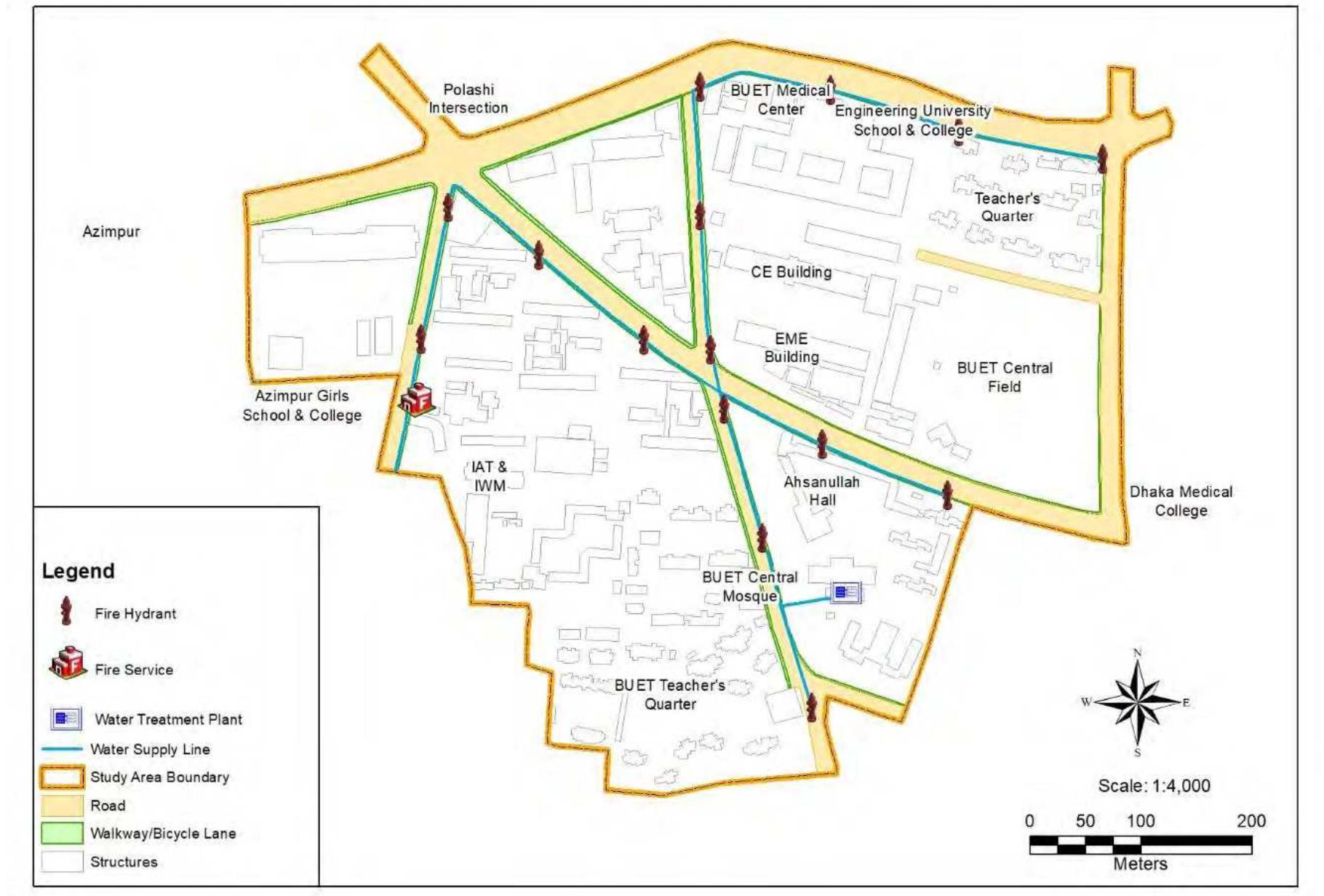 -16: water network plan and location of fire hydrants