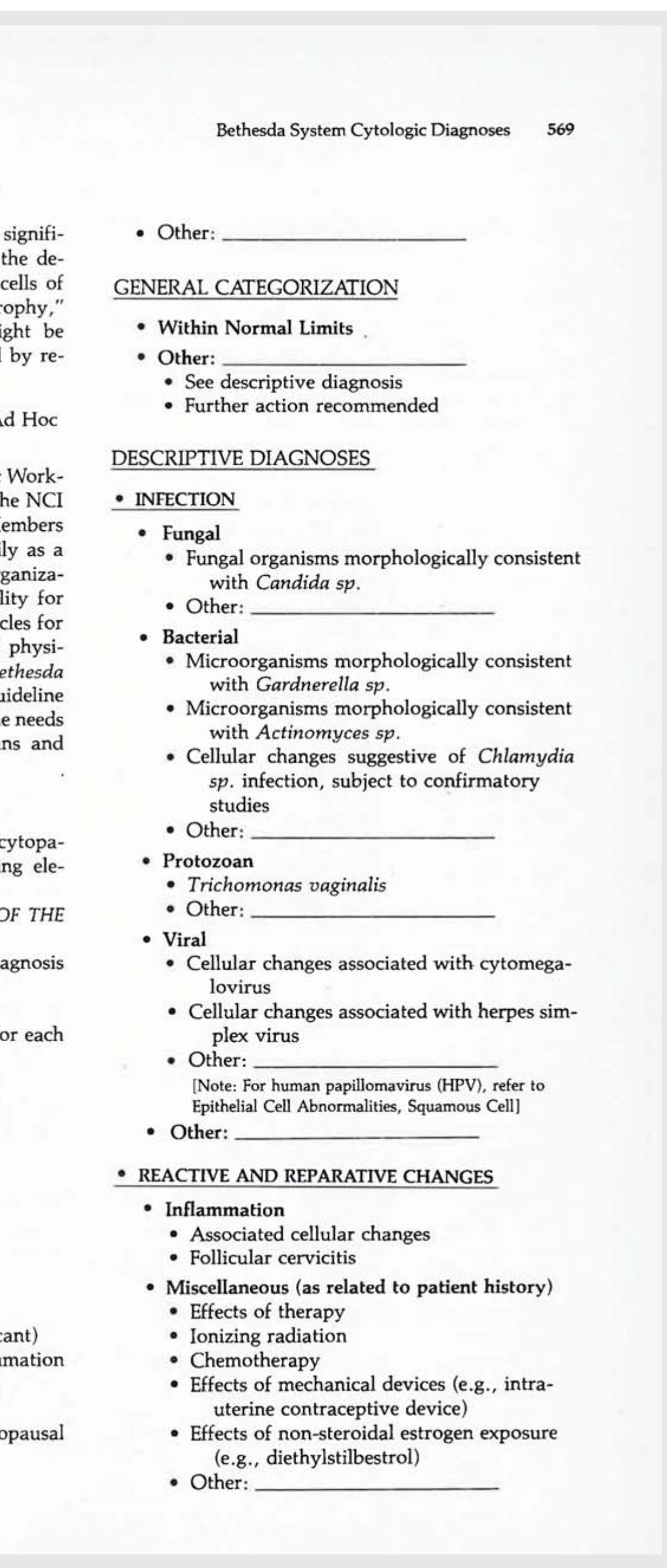 Figure 3 - The Bethesda System for Reporting Cervical