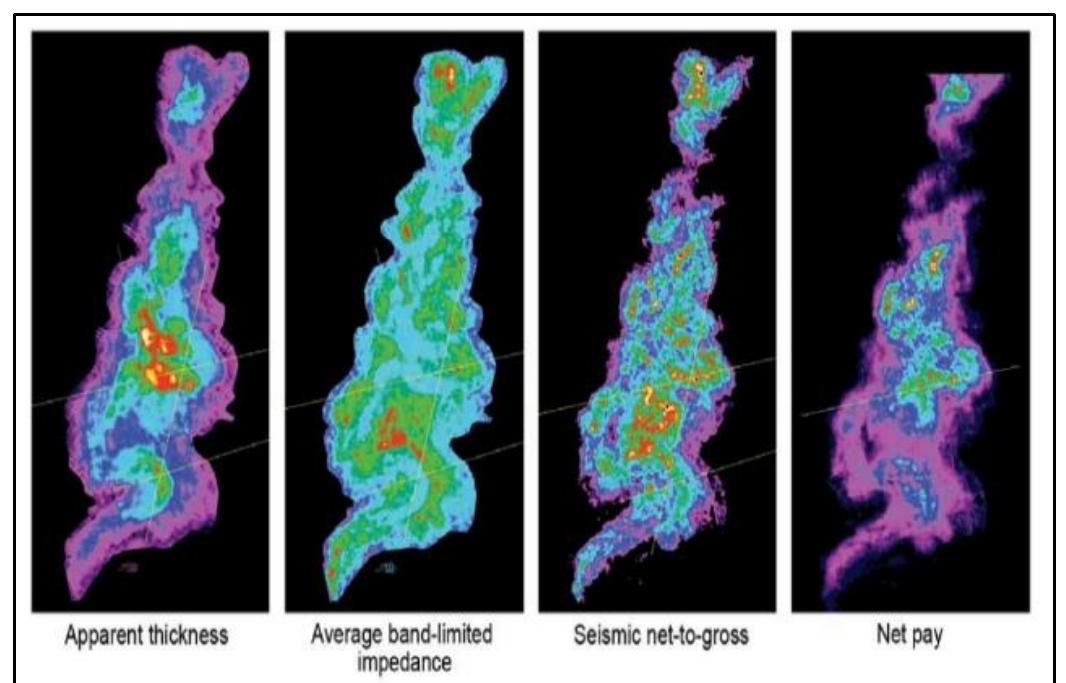 Maps produced from seismic net-to-gross estimation and