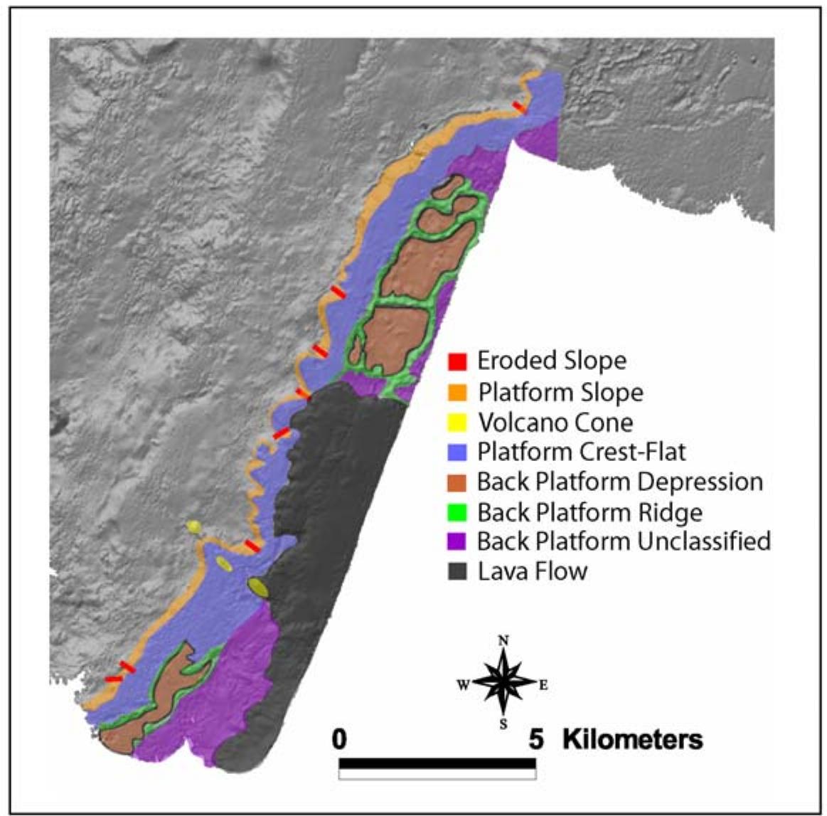 Facies map of the -400 m kohala platform focusing on