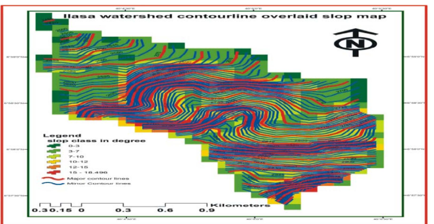 Physical characteristics of slope class map with contour