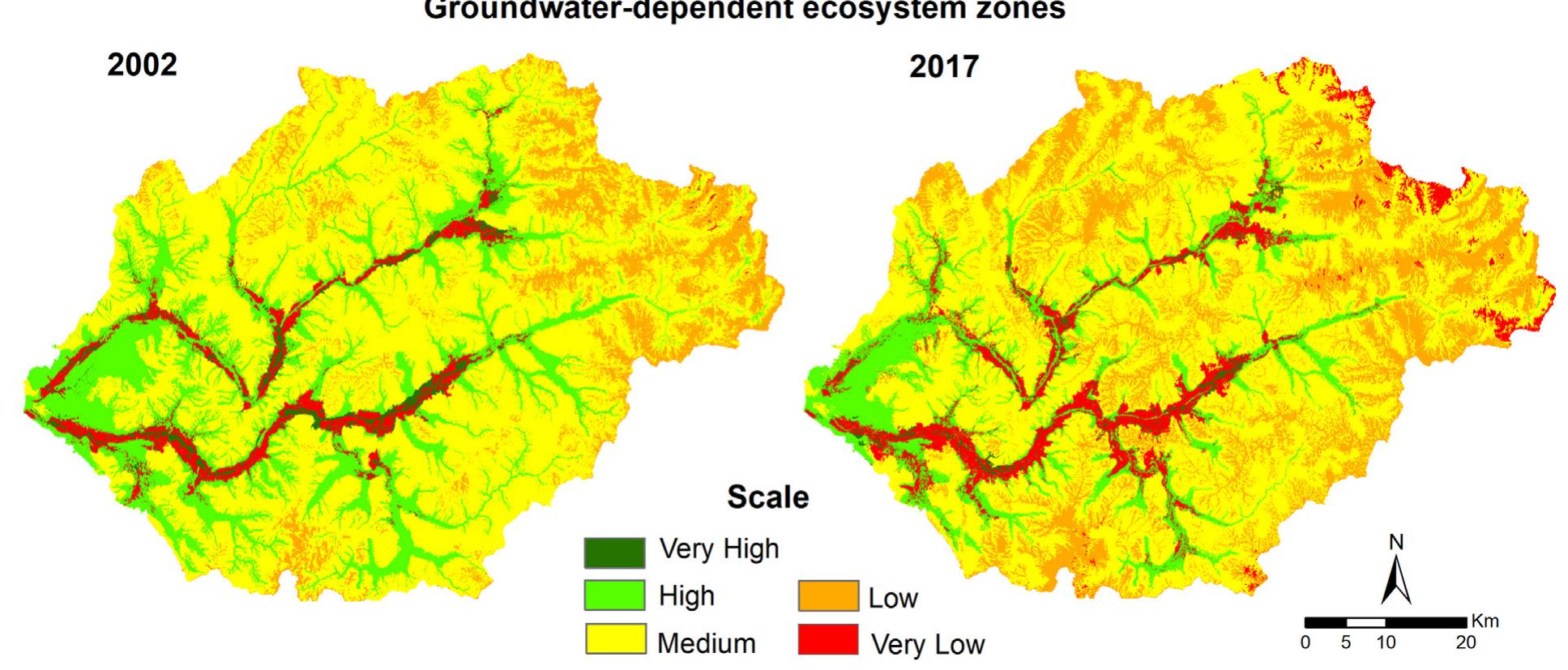 Maps of groundwater-dependent ecosystem zones (gdez) in
