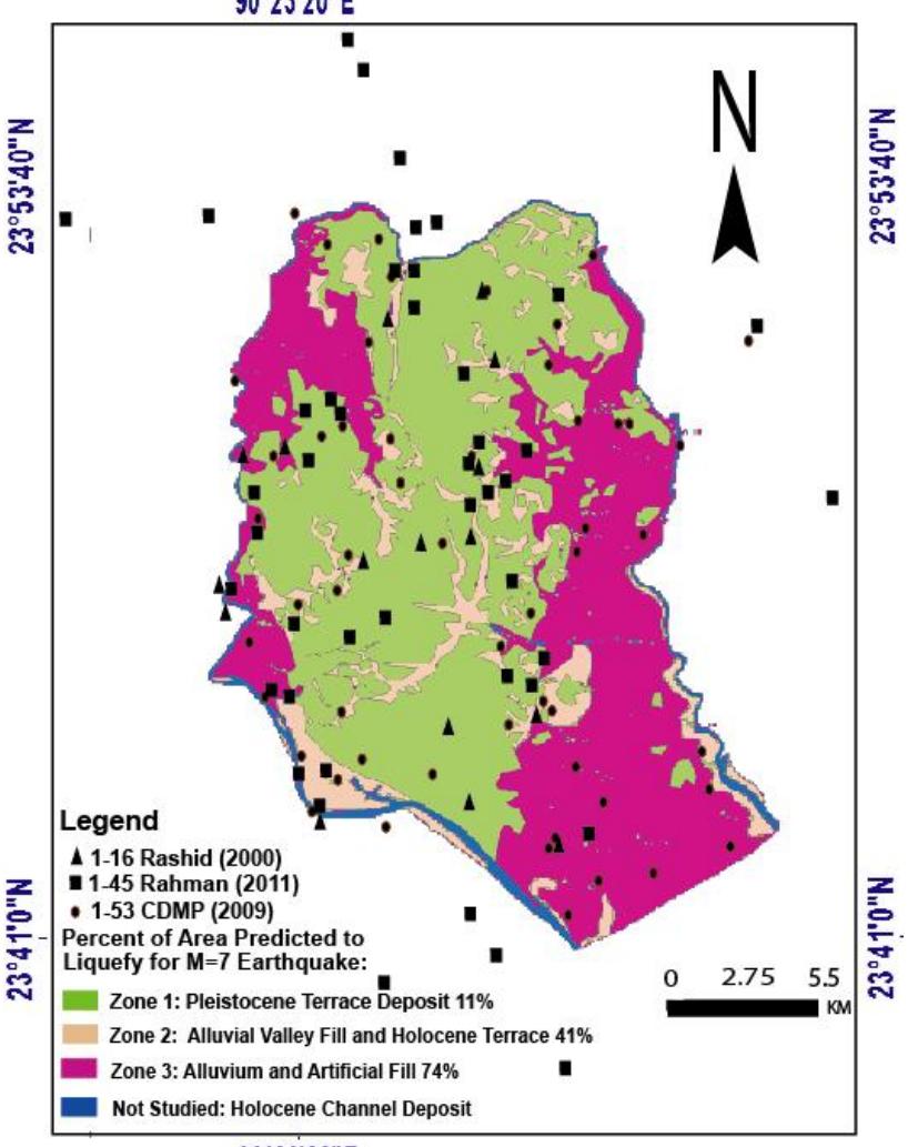 90°23'20"e using the spt, soil type, groundwater level and