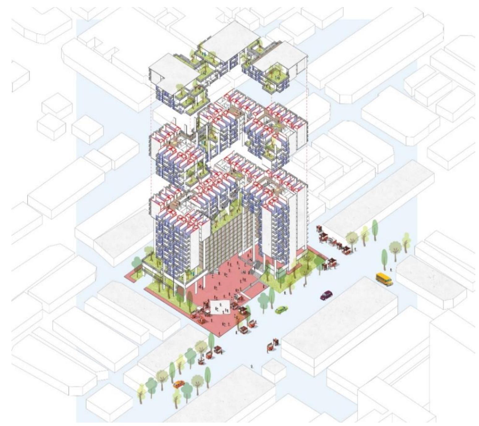 Diagram revealing the interconnected in-between spaces,