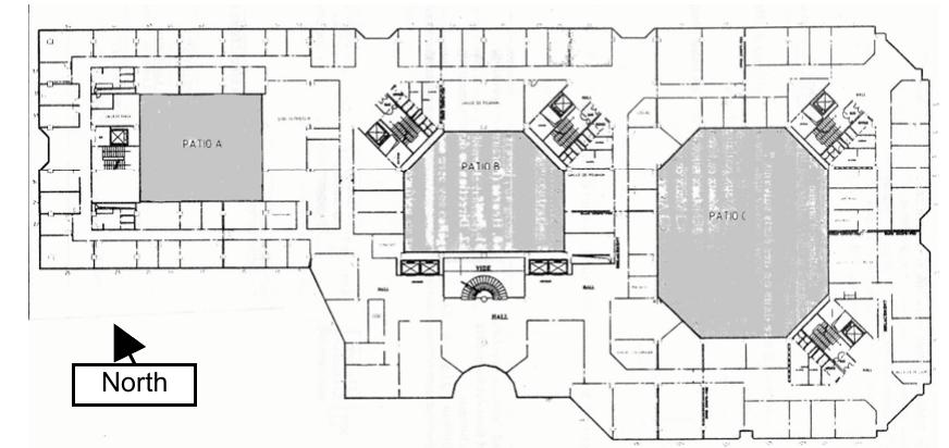 Typical floor plan of the building. - the central (atrium)