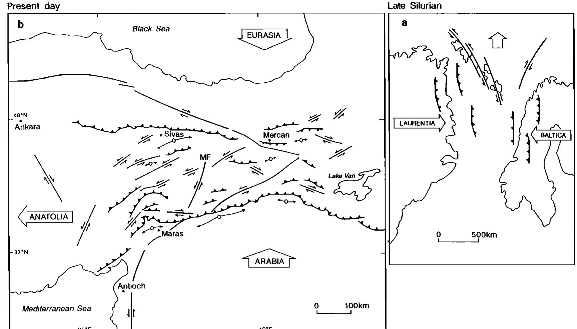 (a) late silurian sketch map of the baltica-laurentia